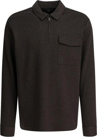 Vince Homme, Tops, Brun, Taille: XL Polo Textur&eacute; en Tricot avec Demi-Fermeture &Eacute;clair
