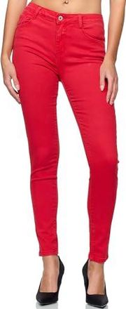 Elara Pantalon Femmes Elastique Jeans Skinny Chunkyrayan G09-21 Rot 44 (2XL)