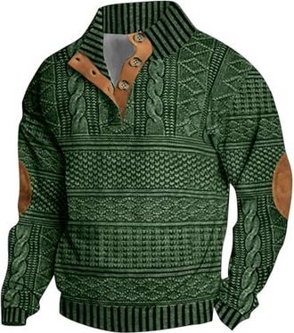 Generic Sweatshirts pour hommes Pulls Hommes Casual Mode Ample et Tendance Imprimé Bouton Top Manches Longues Sweat à Capuche Manches Longues Casual Sweatshir