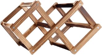 SOLUSTRE Faltbares Holz Weinregal für Flaschen Stabiles Weinständer mit Glatter Oberfläche Rustikales Weindisplay für Wohnzimmer Küchen und Bar Dekoration Lang