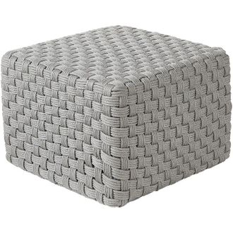 Beliani Pouf dExt&eacute;rieur Tiss&eacute; &agrave; la Main Ottoman de Jardin 50 x 50 cm Mati&egrave;re Synth&eacute;tique Gris Nalli