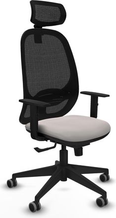 Piqueras y Crespo B&uuml;rostuhl, wei&szlig;e Rollen mit 1D-Armlehnen, h&ouml;henverstellbare Lendenwirbelst&uuml;tze und Kopfteil, h&ouml;henverstellbar und neigbar, Schwarz/Wei&szlig;