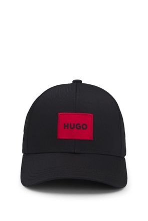 HUGO BOSS Herren Men-X 581-RL Cap aus Baumwoll-Twill mit rotem Logo-Label Schwarz Stck