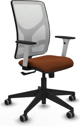 Piqueras y Crespo Schreibtischstuhl, beige und wei&szlig;, mit wei&szlig;en und schwarzen Armlehnen, h&ouml;henverstellbare Lendenwirbelst&uuml;tze, 3 Positionen, Wei&szlig; / Braun