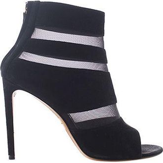 Alexandre Vauthier Black leather & mesh peep toe heeled booties Size 40