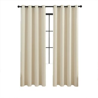 Angel Cerd&aacute; Lot de 2 rideaux occultants isol&eacute;s, rideaux &agrave; oeillets, pour salon et chambre, 140x175 cm (beige)