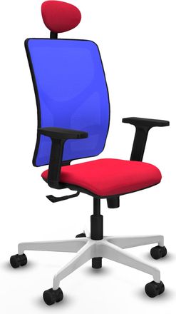 Piqueras y Crespo Telearbeitsstuhl mit 2D-Armlehnen, h&ouml;henverstellbarer Lendenwirbelst&uuml;tze und festem Kopfteil, ausgestattet mit 3 Positionen und Schneideschaum, Blau/R