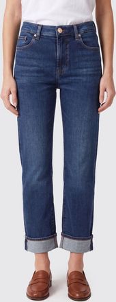 7 For All Mankind Slim Cropped Jeans von mit mittlerer Leibh&ouml;he und Umschlag aus Stretch-Denim