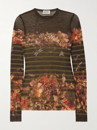 Jean Paul Gaultier Marini&egrave;re Grape Oberteil Aus Bedrucktem Mesh - Gr&uuml;n