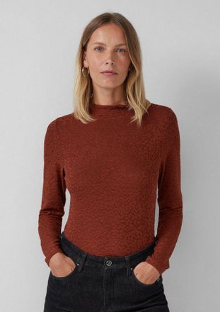 s.Oliver Langarmshirt T-Shirt Leicht glänzendes Jacquard-Shirt
