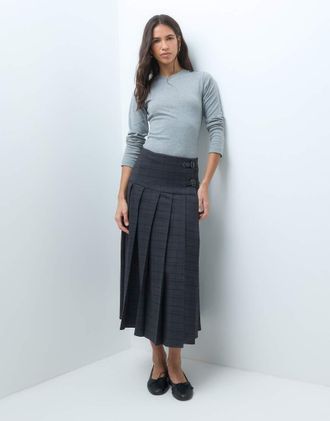 Asos kilt maxi ajust&eacute; avec d&eacute;tail ceinture en gris
