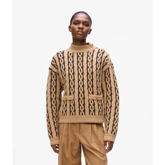 Karl Lagerfeld Gerippter Rollkragenpullover mit Zopfmuster - - Knitwear - Damen - Braun - M