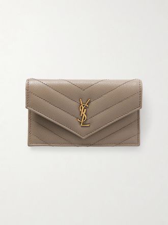 Saint Laurent Portefeuille En Cuir Matelass&eacute; Cassandre - Gris