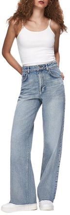LTB Jeans Jeans Damen Danica L - Wide High Rise Basic-5-Pocket Light Wash Blau aus Baumwolle - Gr&ouml;&szlig;e W24L30