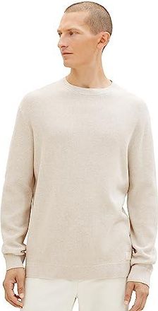Tom Tailor Pull Basique en Maille en Coton, 32715-vintage Beige Gris chiné, XXL pour des Hommes