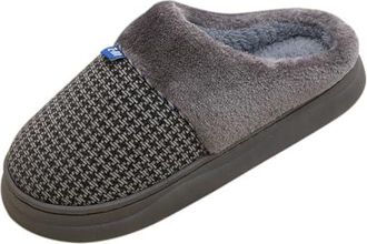 Generic Pantoufles pour homme taille 9 - Chaussons pelucheux &agrave; semelle &eacute;paisse - Antid&eacute;rapants - Silencieux - Chaudes et confortables - En coton - Avec orteil