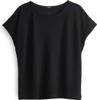 someday Damen Kurzarmshirt | Jerseyshirt KANANDI Detail Regular mit Cap Sleeves Black, 42