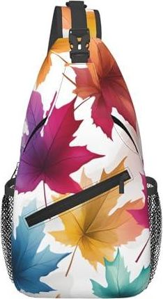 Generic Sacoche Tactique Feuilles d&eacute;rable color&eacute;es dautomne Casual Sac &agrave; Bandouli&egrave;re Durable Sac &agrave; Dos De Voyage pour Cyclisme &eacute;cole Homme