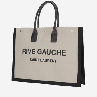 Saint Laurent Mens Canvas Bag With Leather Trim Grey Cotton Handbags Hand