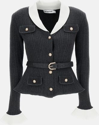 Self Portrait Cardigan Aus Rippenstrick