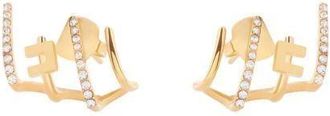 Elisabetta Franchi Femme, Accessoires, Jaune, Taille: ONE Size Boucles doreilles avec logo et strass