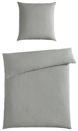 Casa Nova casa Nova Musselin-Bettw&auml;sche - Silbergrau - Baumwolle - 155 x 220 cm - mit Knopfleiste