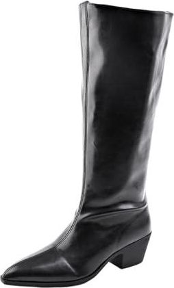 Generic Bottes hautes pour femme - Larges mollets - &Eacute;l&eacute;gantes - Bout pointu - Talon &eacute;pais - &Eacute;l&eacute;gantes et confortables - &Agrave; enfiler - Pour lautomne et lhiver, N