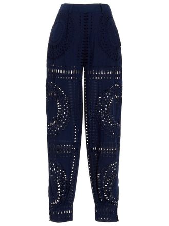 Alberta Ferretti Womens Blue Cotton Casual Pants
