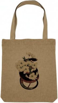 Fabulous Sac Shopping Tote Bag Aspect Lin - Jasmin Serpent Botanique Collage Nature Fleurs Vintage Illustration Streetwear Zoomer - Sac de Courses Toile Epaiss