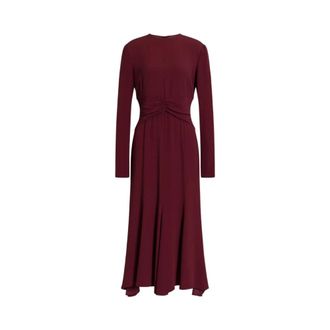 Alberta Ferretti Lang&auml;rmeliges Midikleid mit Raffung in der Taille - - Dresses - Damen - Rot - L