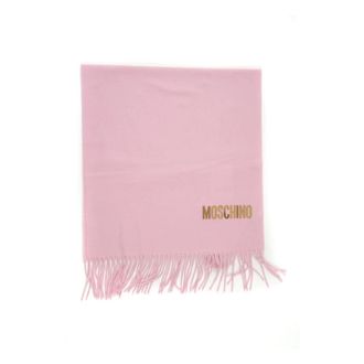 Moschino Goldenes Logo Wollfransenschal - - Accessories - Damen - Rosa - ONE SIZE