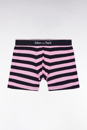 Eden Park Boxer En Jersey De Coton Ray&eacute; Marine Et Rose