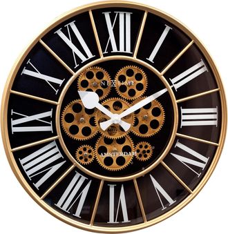 NeXtime 3283ZW Wanduhr, Metall, Schwarz, 50 cm