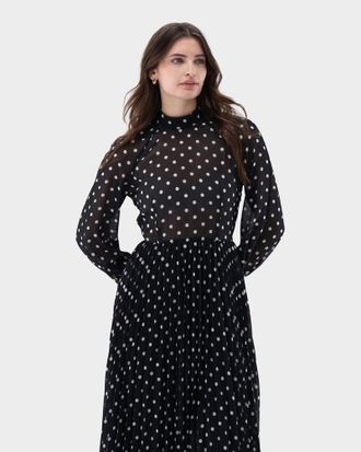 van Laack Midi-Kleid mit Tupfen-Print