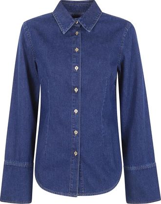 7 For All Mankind Femme, Blouses et Chemises, Bleu, Taille: 38 FR Chemise cintr&eacute;e