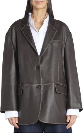 Max Mara Femme, Vestes, Brun, Taille: 38 FR Blazer monopetto in pelle oversize