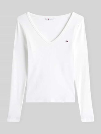 Tommy Jeans Slim Fit Langarmshirt mit Logo-Detail