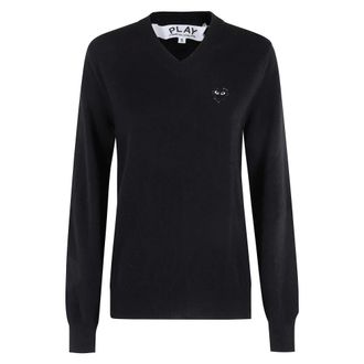 Comme Des Gar&ccedil;ons Femme, Pulls, Noir, Taille: 38 FR Knit Rhinestone Emblem Sweater