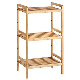 Songmics Bambusregal, Küchenregal, Badregal, Bücherregal, Standregal mit 3 Ablagen, 31,5 x 45 x 80 cm, für Bad, Küche, Wohnzimmer, Schlafzimmer, Balkon, naturf