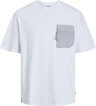 Jack & Jones T-Shirt uni à col Rond pour Homme, Poche Blanche, M