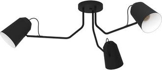 Eglo Deckenlampe Loreto, Deckenleuchte mit 3 schwenkbaren Spots, Spotleuchte minimalistisch, Wohnzimmerlampe aus Stahl in schwarz und weiß, Lampe Decke mit