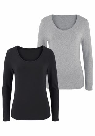 Vivance Langarmshirts (2 Stück) aus Baumwoll-Stretch