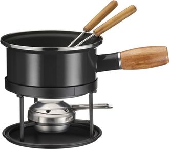 Mäser Käsefondue Set in schwarz Emaille für 2 Personen, Fondue Set für zwei Personen, Emaille, schwarz