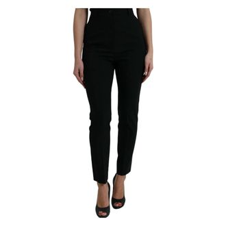 Dolce & Gabbana Elegante High Waist Tapered Hose - - Trousers - Damen - Schwarzk - M