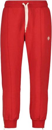 Casablanca Homme, Pantalons, Rouge, Taille: L Loopback Zip Hem Pantalons de surv&ecirc;tement Diamond Logo