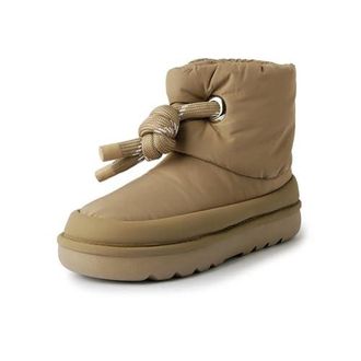 Generic QXDZSW Bottes de neige dhiver pour femme en tissu polyester avec sangle crois&eacute;e Argent&eacute;/noir abricot, abricot, 40.5 EU