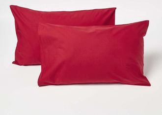 Homescapes 2er-Set Kinder-Kissenbezüge 40x60 cm rot, Perkal Kissenhüllen 100% ägyptische Baumwolle, Fadendichte 200