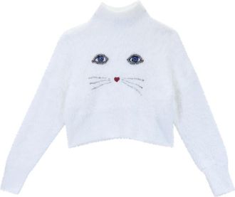 Karl Lagerfeld Femme, Pulls, Blanc, Taille: 42 FR Choupette Fluffy Knit