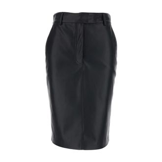 Pla&icirc;n Plain, Femme, Jupes, Noir, Taille: 44 FR Jupe en cuir avec fermeture avant dissimul&eacute;e