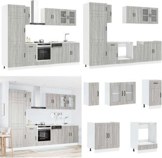 vidaXL 8-tlg. Küchenschrank-Set Kalmar Grau Sonoma Holzwerkstoff - Vidaxl